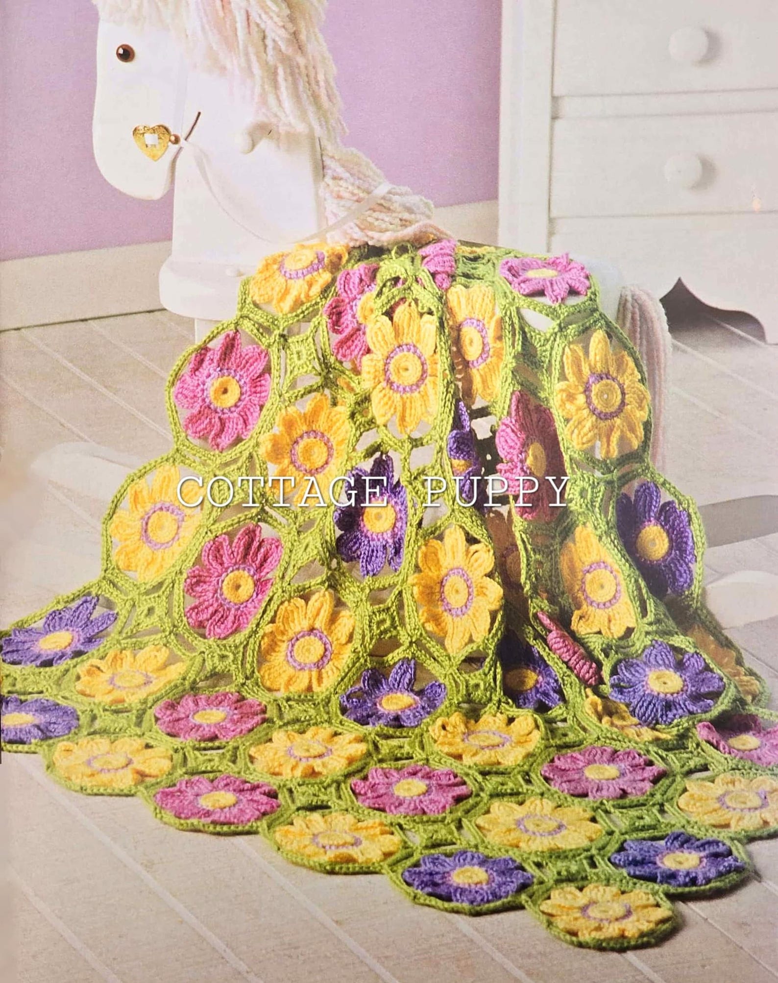 PDF CROCHET PATTERN: Cosmo Flowers Blanket Crochet Pattern, Vintage ...