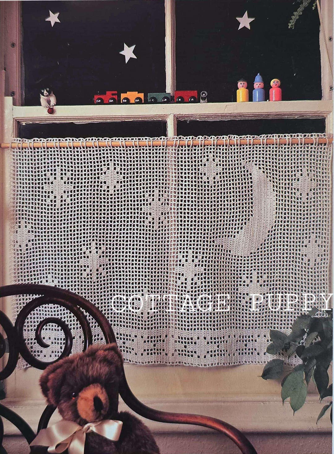 PDF CROCHET PATTERN: Vintage Starry Cafe Filet Curtain Crochet Pattern ...