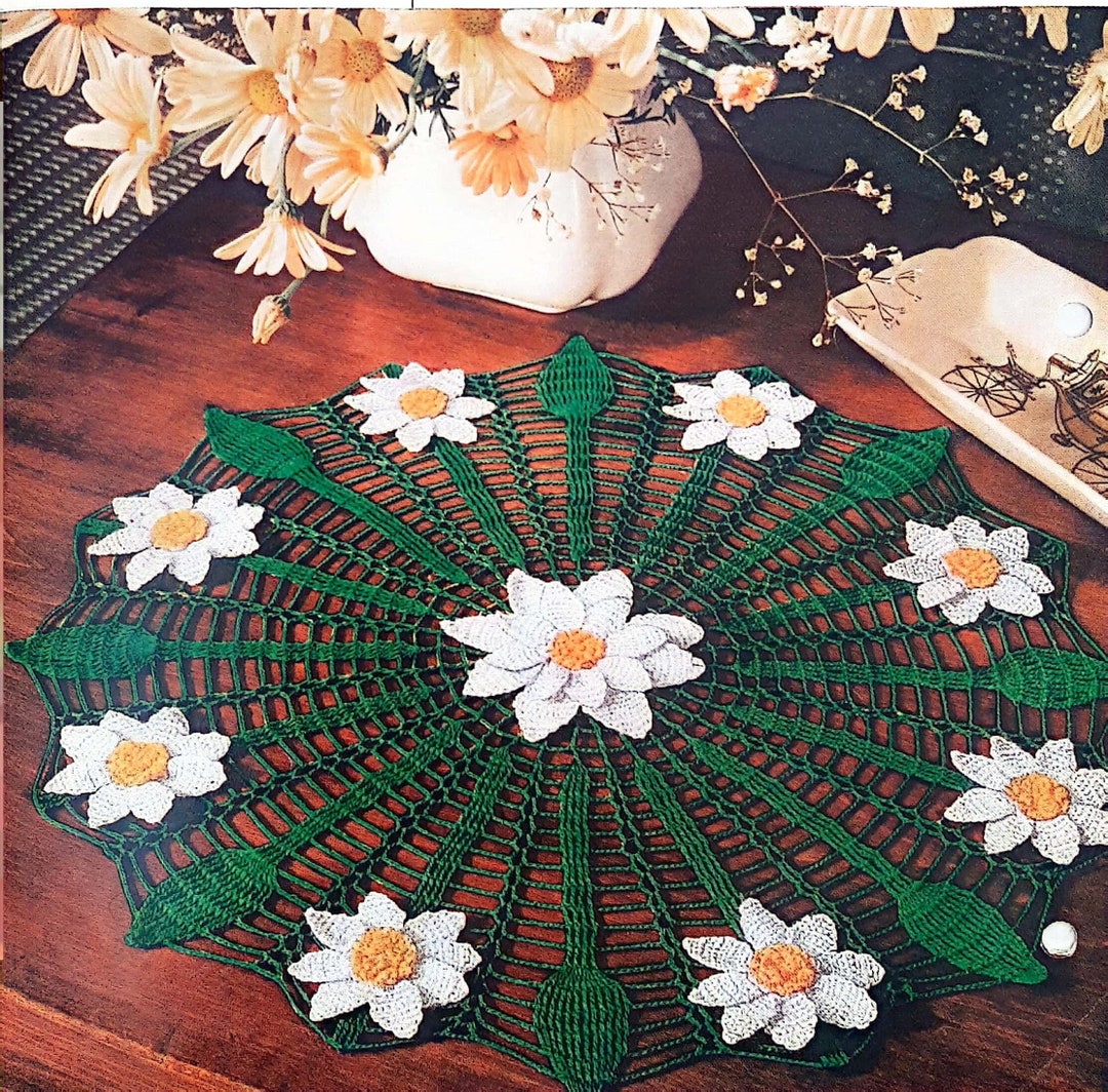 PDF CROCHET PATTERN: 1950 Daisy Doily Crochet Pattern, Vintage Flower ...