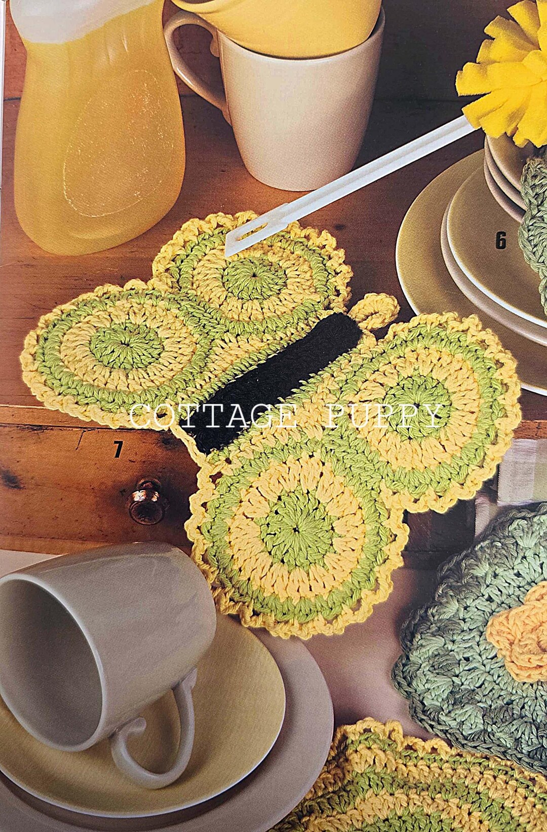 PDF CROCHET PATTERN: 2004 Butterfly Potholder Crochet Pattern, Vintage ...
