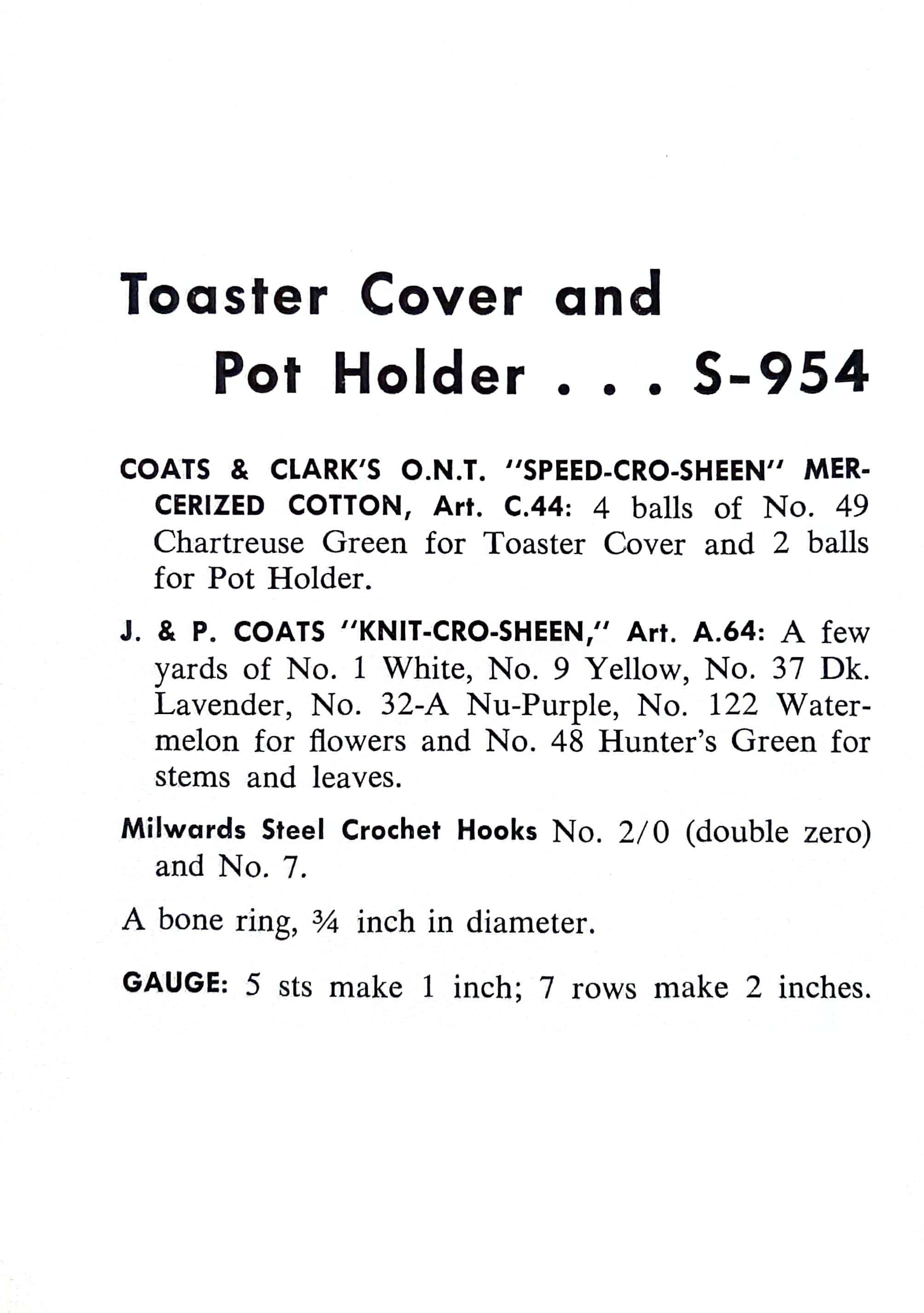 PDF CROCHET PATTERN: 1957 Toaster Cover Crochet Pattern & Potholder ...