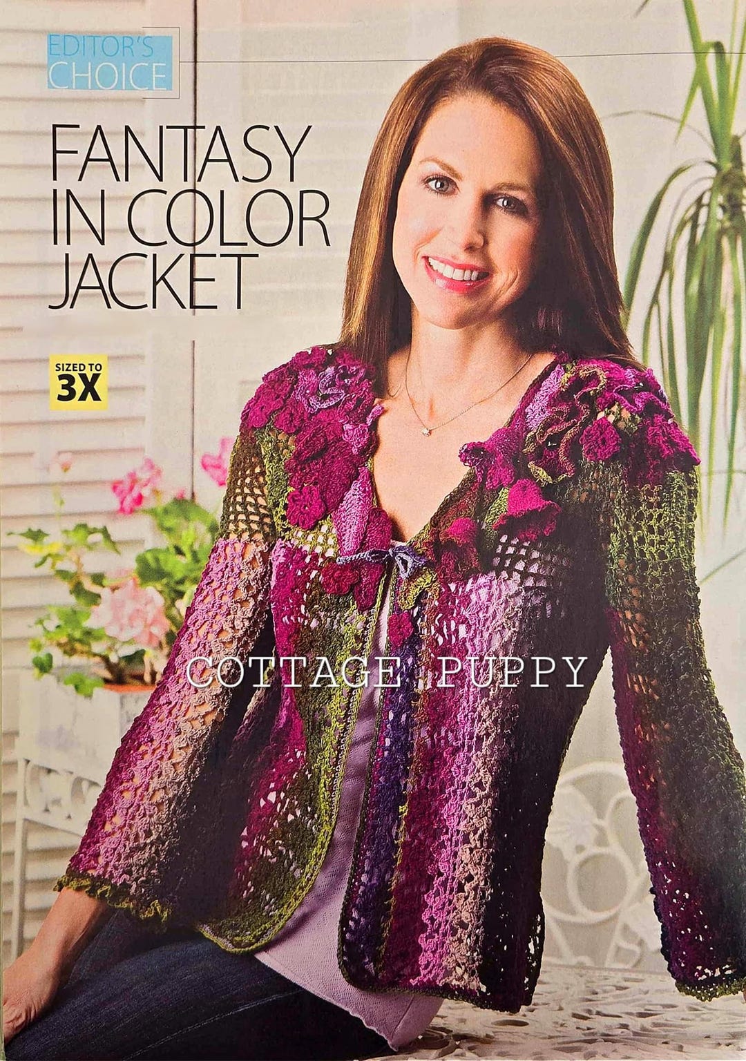 PDF CROCHET PATTERN: Fantasy in Color Jacket Crochet Pattern, Vintage ...