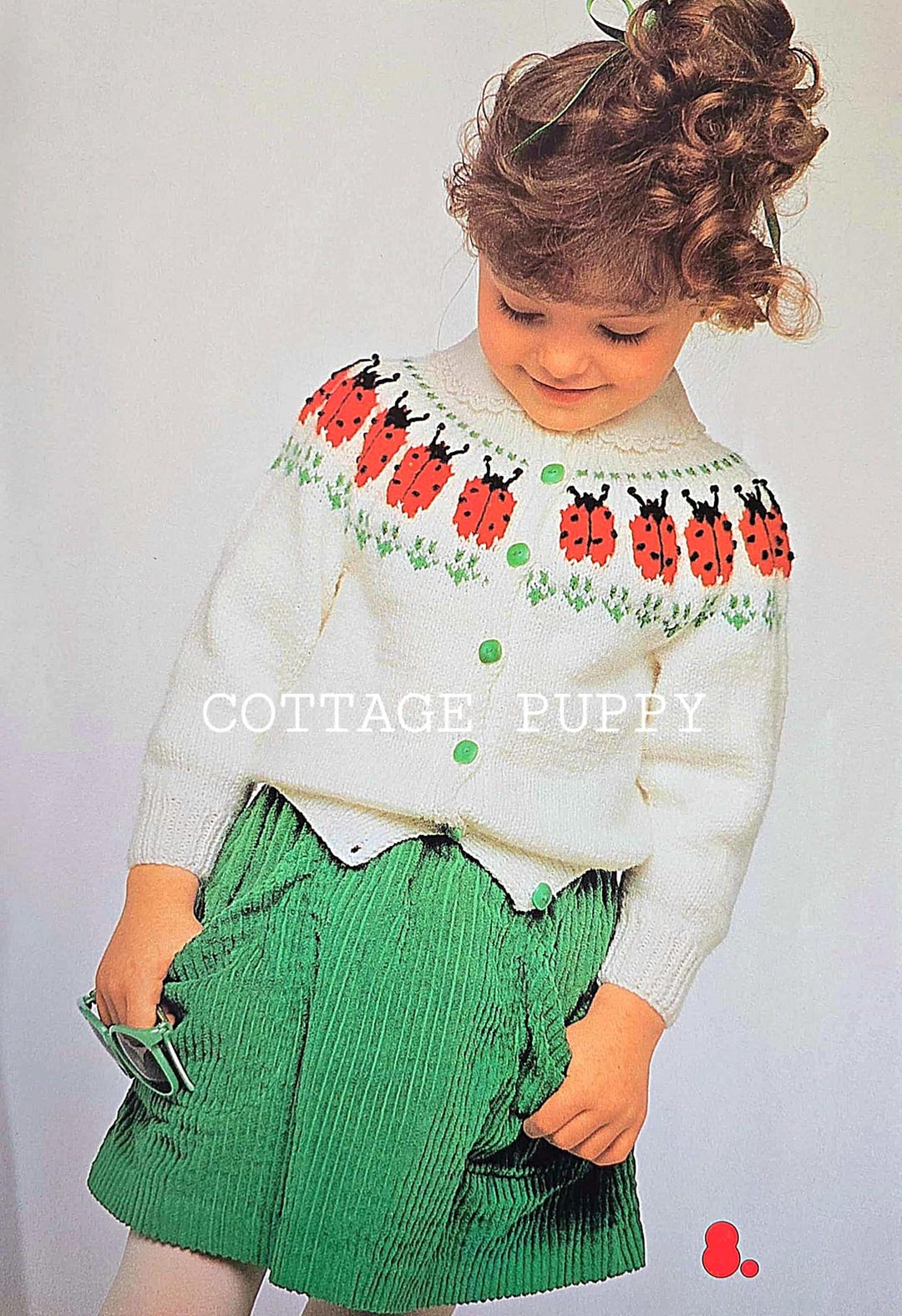 PDF KNIT PATTERN: Vintage Ladybug Knit Cardigan Pattern, Child's ...