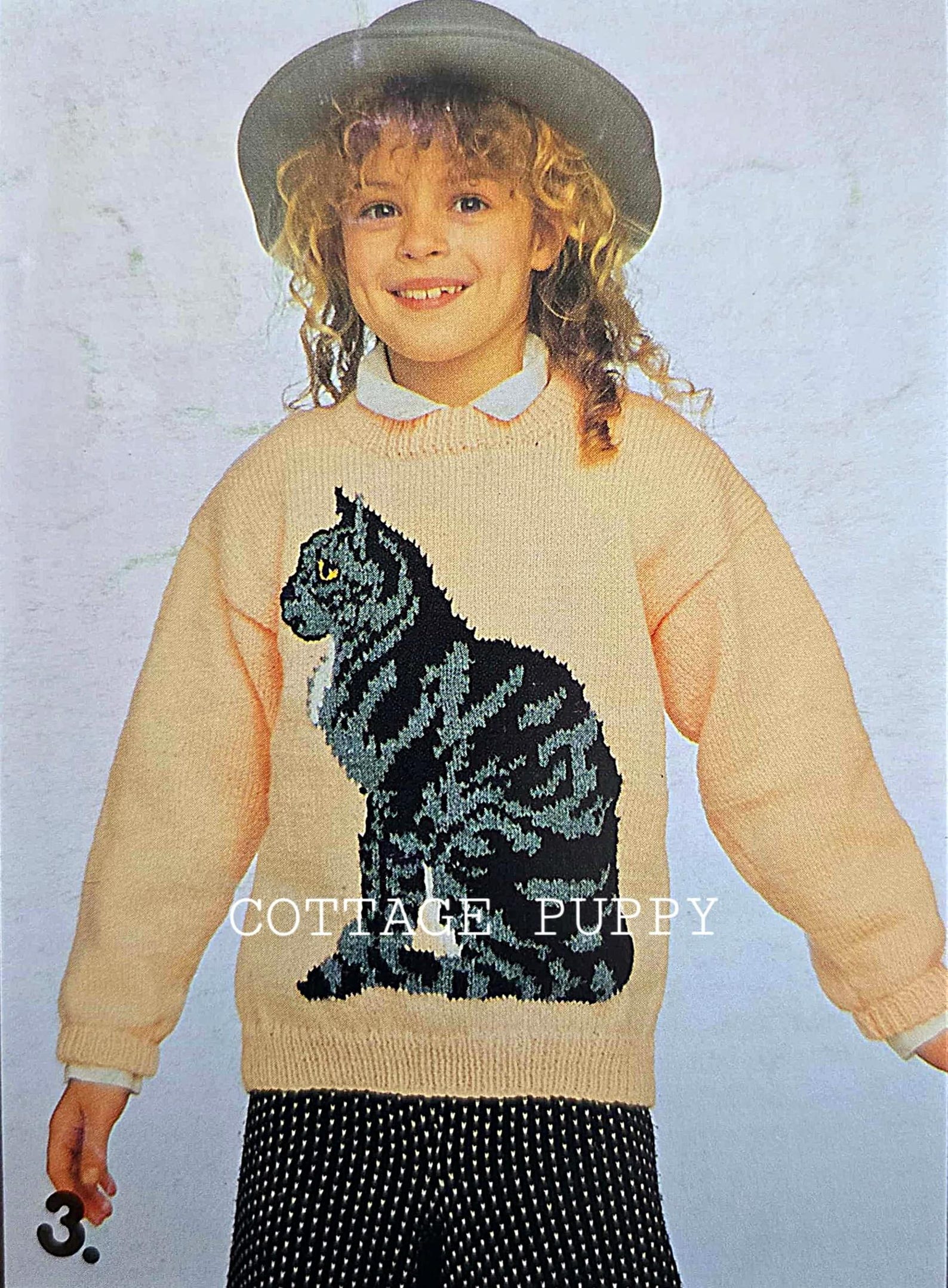 PDF KNIT PATTERN: 1990 4 Cat Sweaters Knit Pattern, Cat Knitting Chart ...