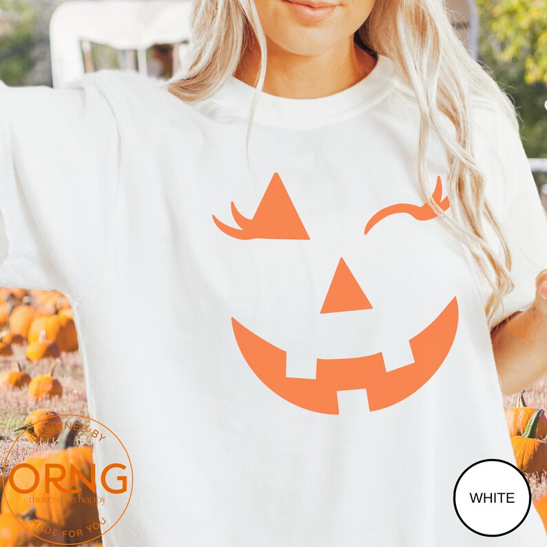 Cute Pumpkin Face Shirt, Comfort Colors Halloween Jack O Lantern Shirt ...