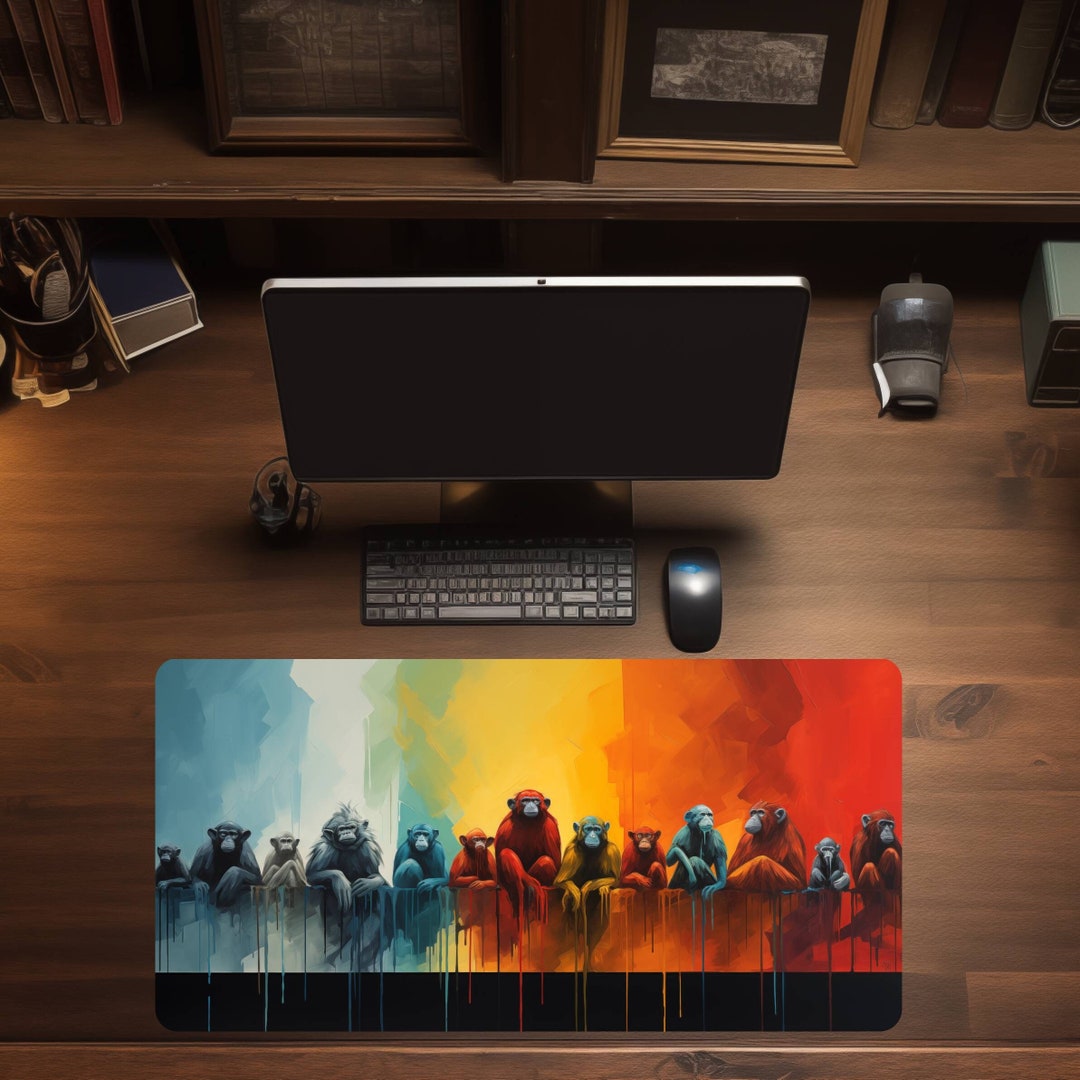 Monkey Large Mouse Pad Gamer Desk Mat Monkey Desk Pad Monkey Deskmat ...