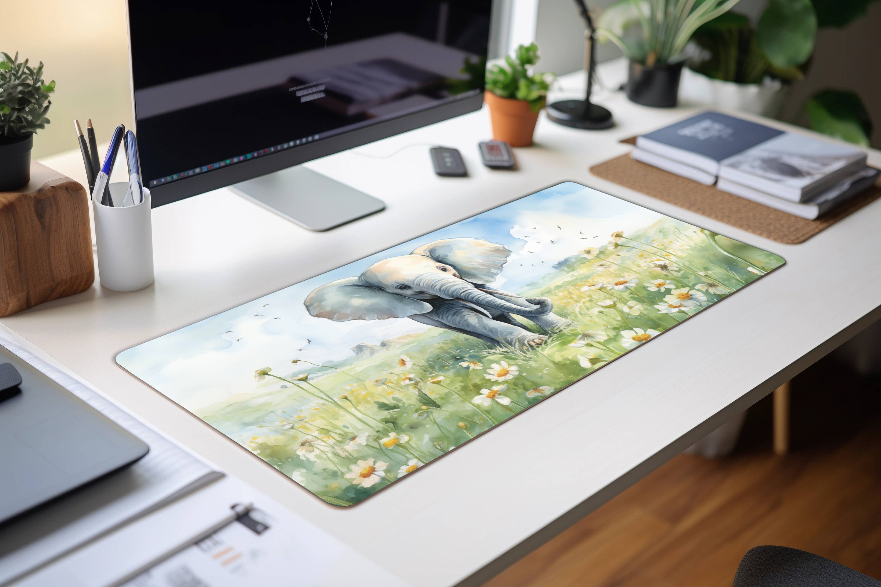 Elephant Large Mouse Pad Gamer Desk Mat Elephant Desk Pad Elephant ...