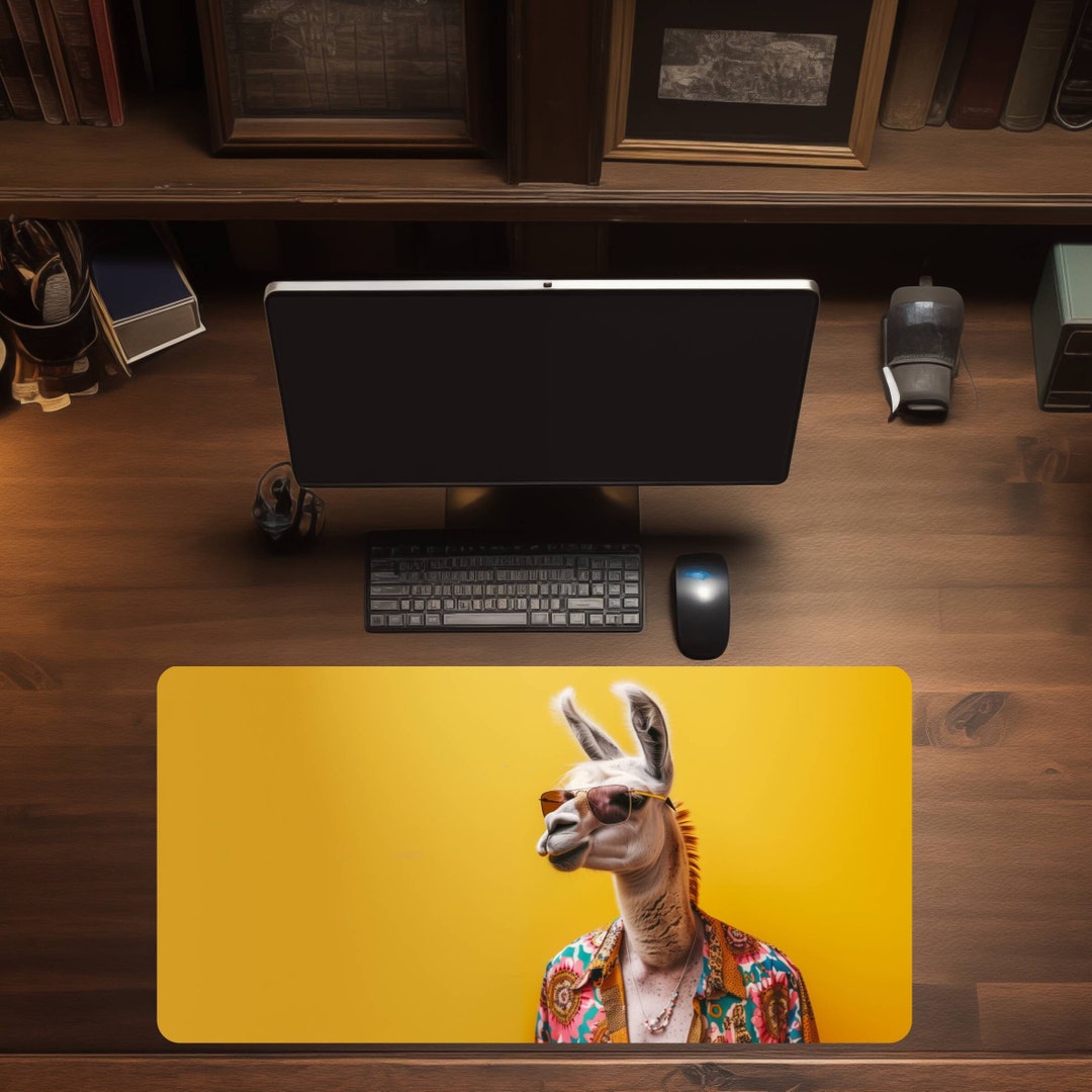 Retro Llama Mouse Pad Gamer Desk Mat Llama Desk Pad Bear Deskmat Llama ...