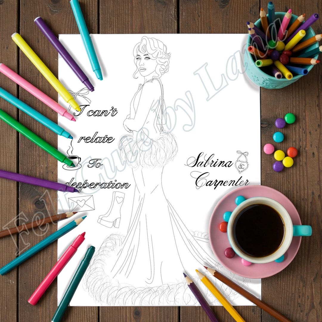 Coloring Page, Sabrina Carpenter, Pop Star, Hollywood, Cozy Coloring ...