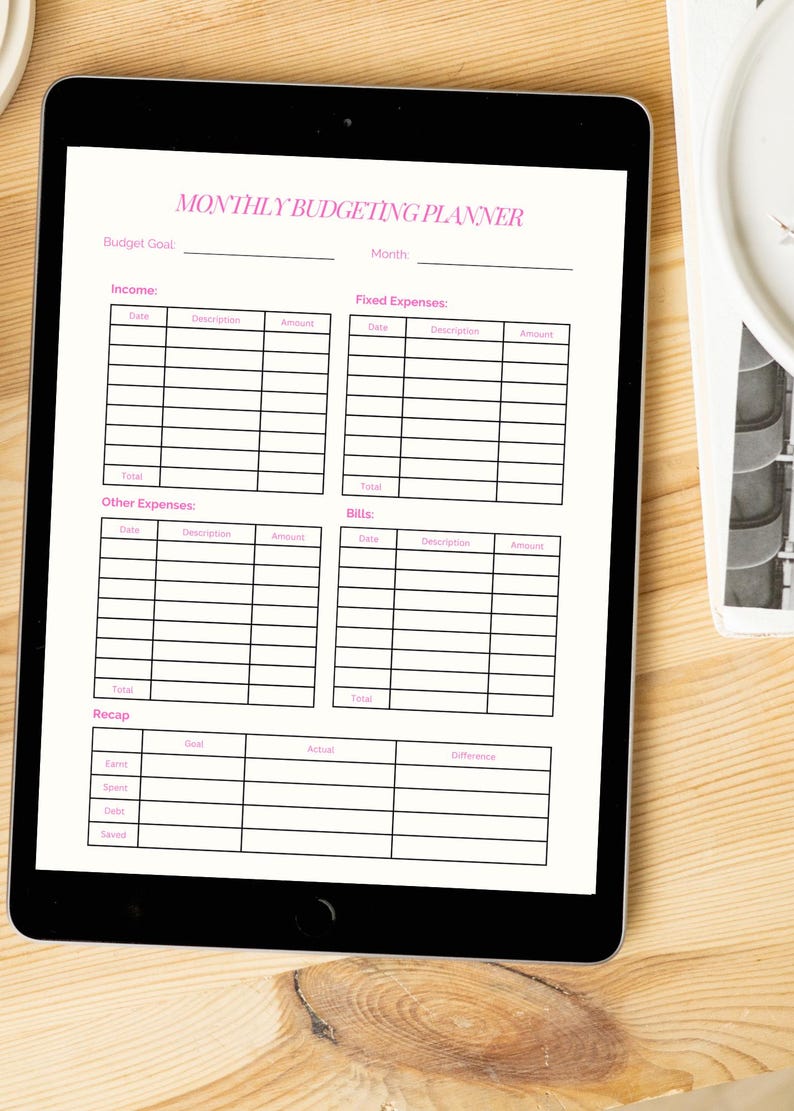 Monthly Budgeting Planner Pink - Etsy
