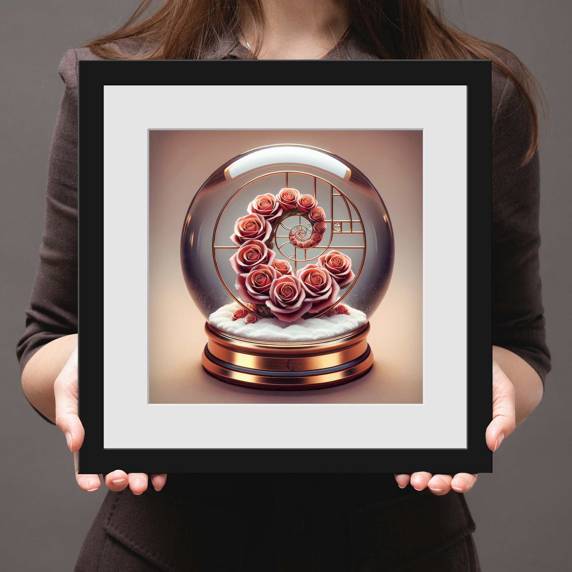 Fibonacci Roses Surreal Wall Art Print Framed Sacred Geometry and ...