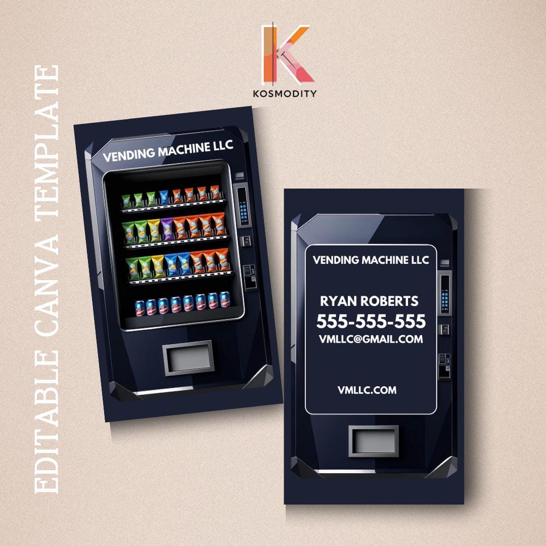 Vending Machine Business Card Template | Editable Canva Design for ...