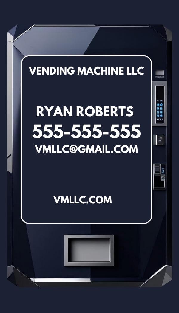 Vending Machine Business Card Template | Editable Canva Design for ...