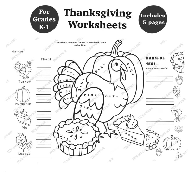 K-1 Worksheets Thanksgiving Worksheets Printable B&W Homeschool Teacher ...