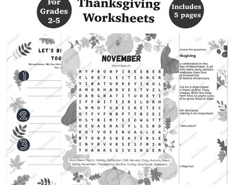 K-1 Worksheets - Thanksgiving Worksheets - Printable - B&W - Homeschool ...