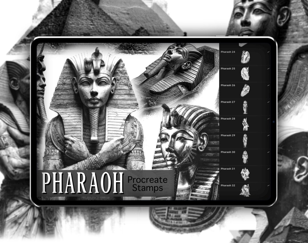 Egyptian Pharaoh Realism Procreate Stamp Set 1 - 50 Egypt Brush Stamps ...