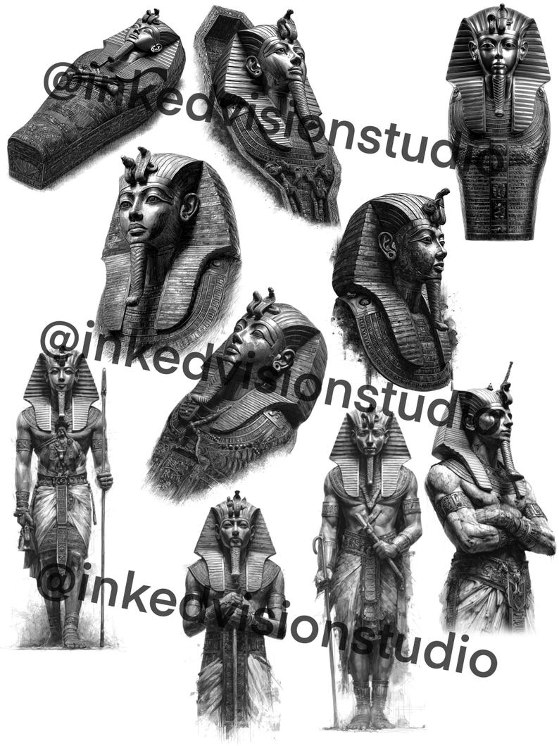 Egyptian Pharaoh Realism Procreate Stamp Set 1 - 50 Egypt Brush Stamps ...