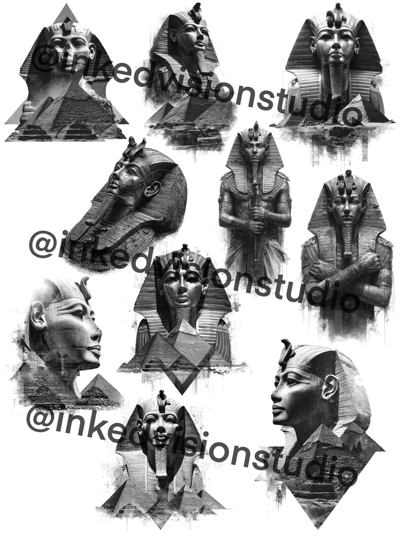Egyptian Pharaoh Realism Procreate Stamp Set 1 - 50 Egypt Brush Stamps ...