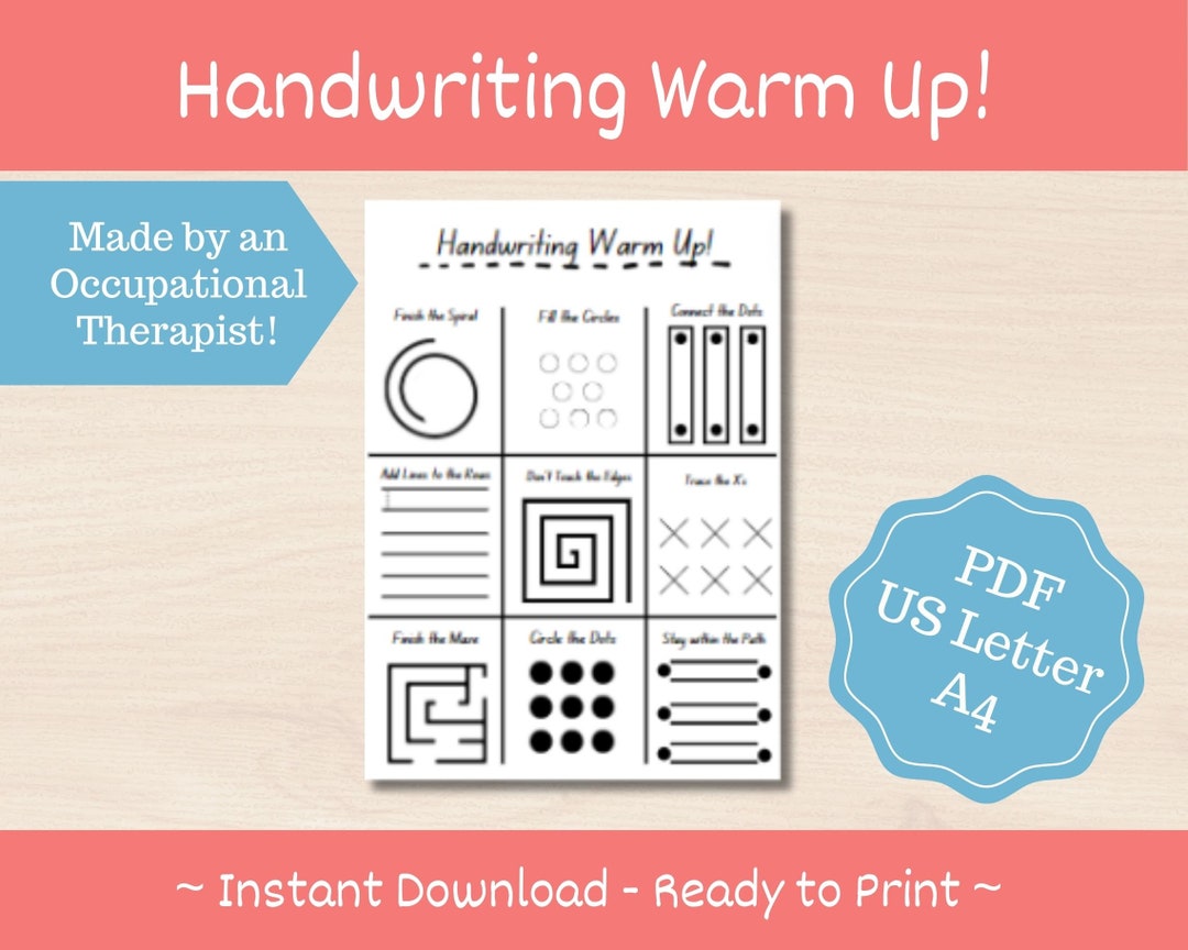 Handwriting Warm-up Worksheet Occupational Therapy Hand Pencil Control ...