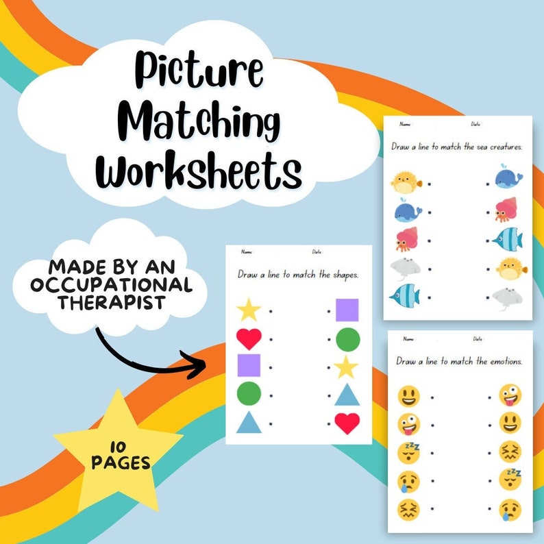 Picture Matching Worksheets | 10 Pages of Match the Picture | Ready to ...