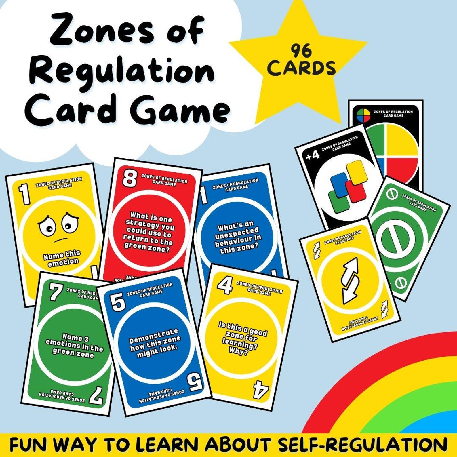 Zones of Regulation - Card Game | Emotional Regulation | Self ...