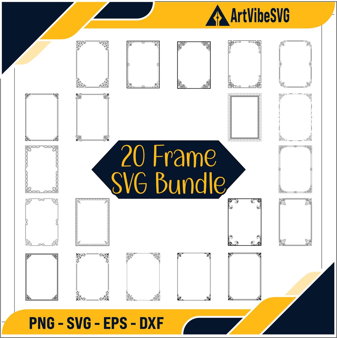 20 Frame Border SVG Bundle, Rectangle Frame SVG Bundle: Double Frame ...