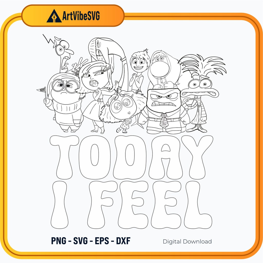 Today I Feel Coloring Shirt Svg,mental Health Png, Cartoon Emotions ...