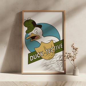 Duck-tective Cartoon Vinyl Sticker | Funny Detective Duck Decal | Cute ...