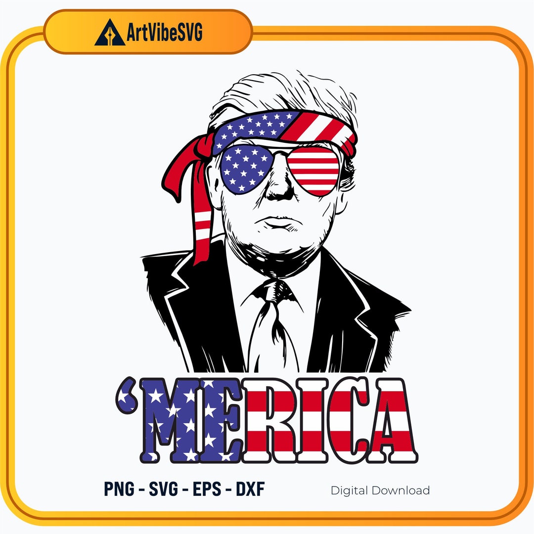 Trump Merica Patriotic Svg, 4th of July Bandana Sunglasses, American ...