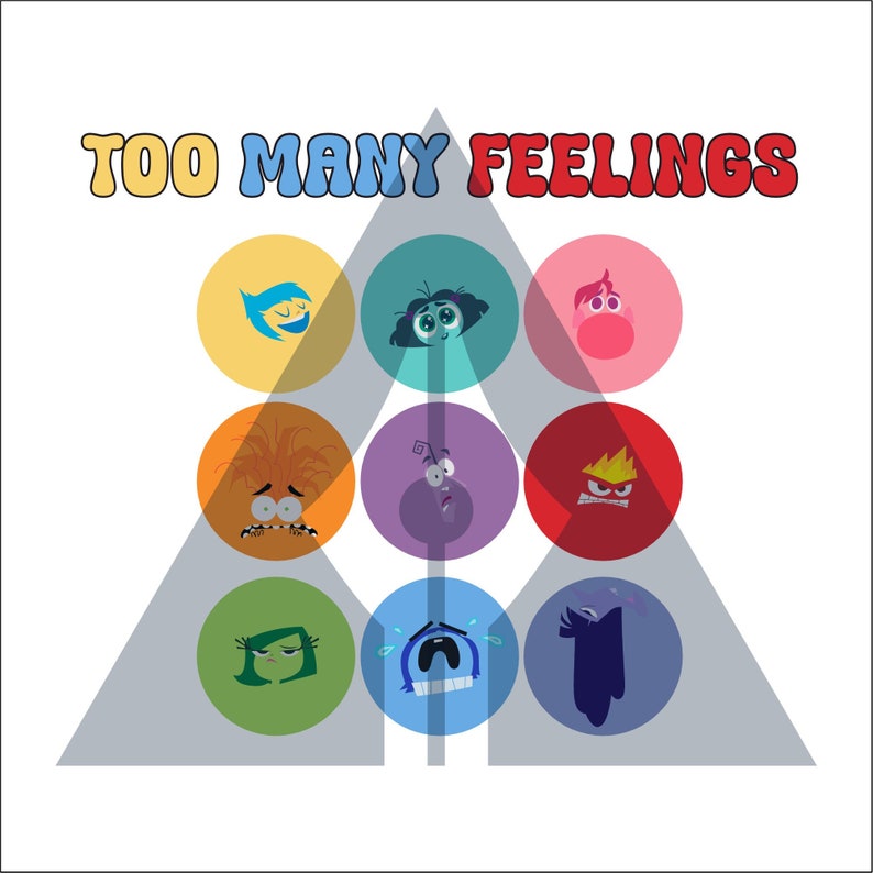 Inside Out 2 Character Face Svg Png, Too Many Feelings Design, Inside ...