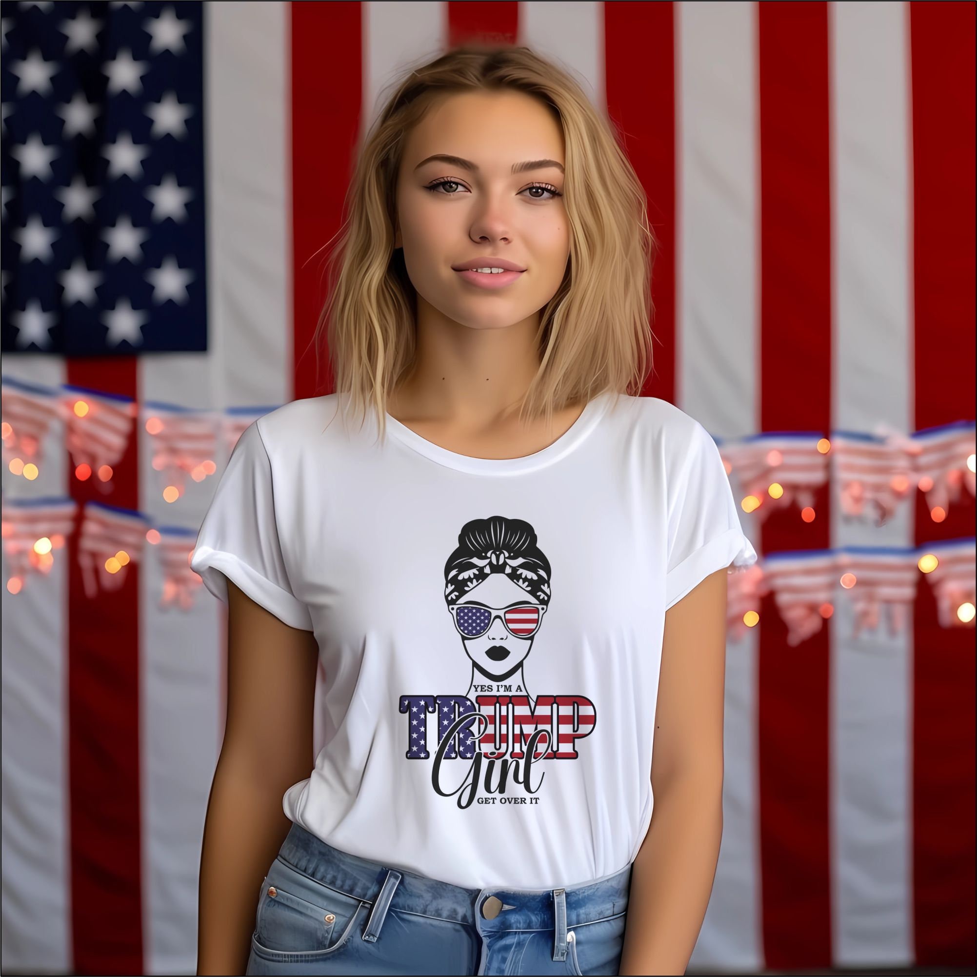 Trump Girl SVG, Patriotic Woman SVG, American Flag Sunglasses, Yes I'm ...