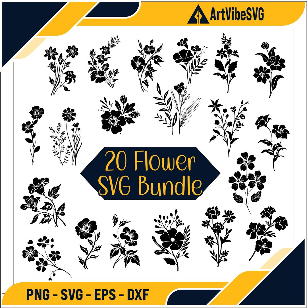20 Boho Floral SVG Pack: Daisy, Wildflower, Flower Bouquet, Glass Can ...
