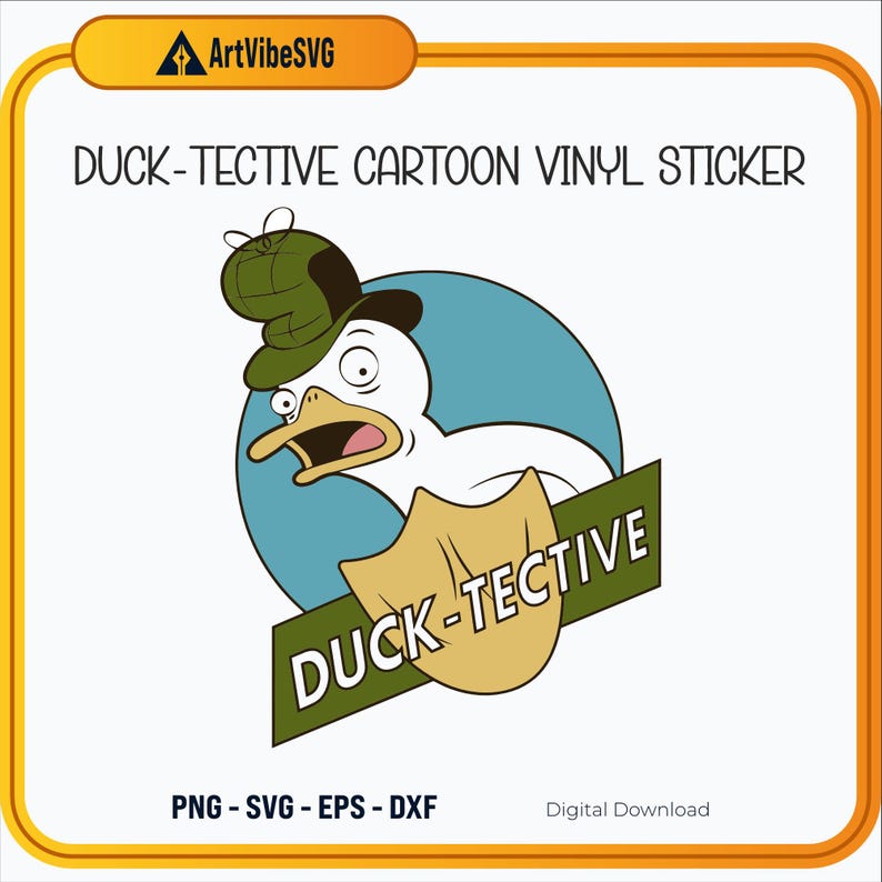 Duck-tective Cartoon Vinyl Sticker Funny Detective Duck Decal Cute ...