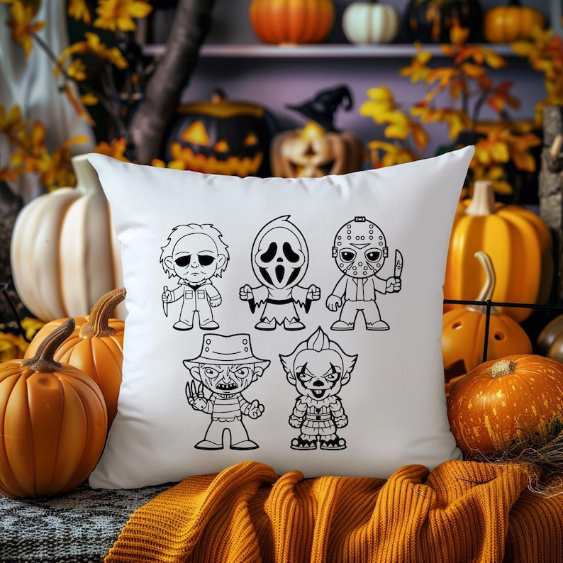 Cute Horror Movie Icons SVG Bundle Pack for DIY Digital Art, Whimsical ...