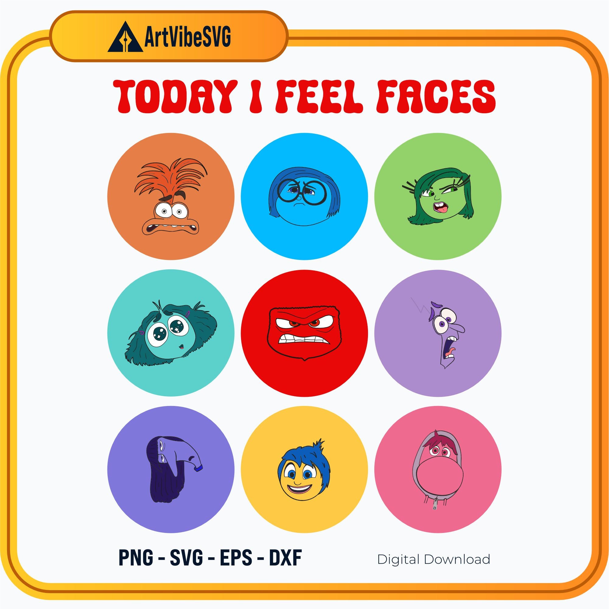 Inside Out 2 Character Face Svg Png, Muitos Sentimentos Design, Inside ...