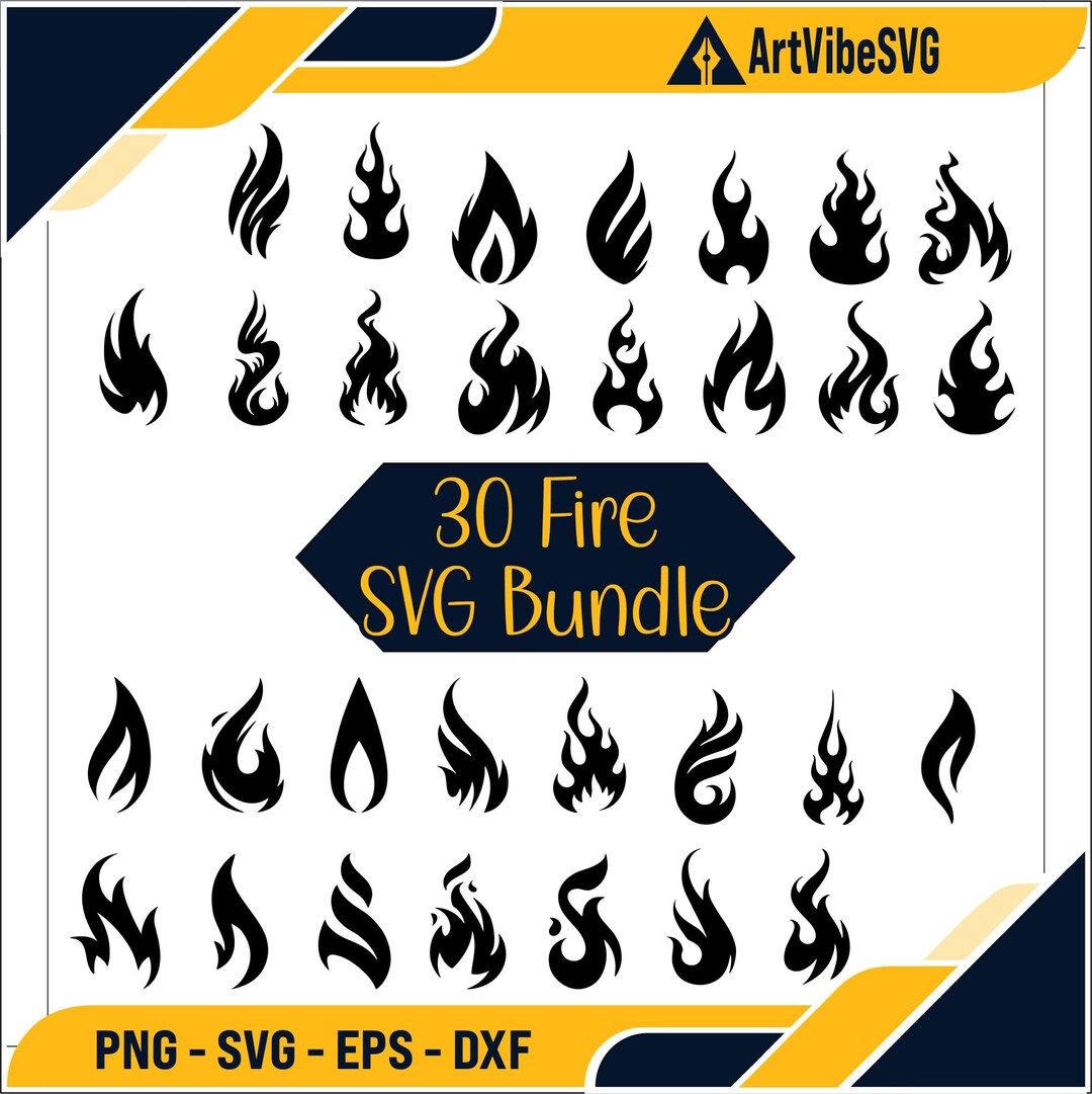 30 Fire Svg Bundle: Fire Cricut, Flames Silhouette Cut Files, Fire ...