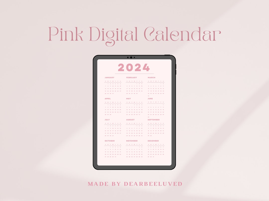 2024 Pink Digital Calendar Minimalist - Etsy