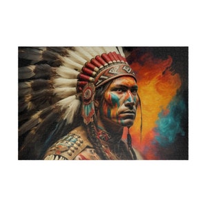 Native American Indian Chief Jigsaw Puzzles Adults Kids 1000+ Pieces ...