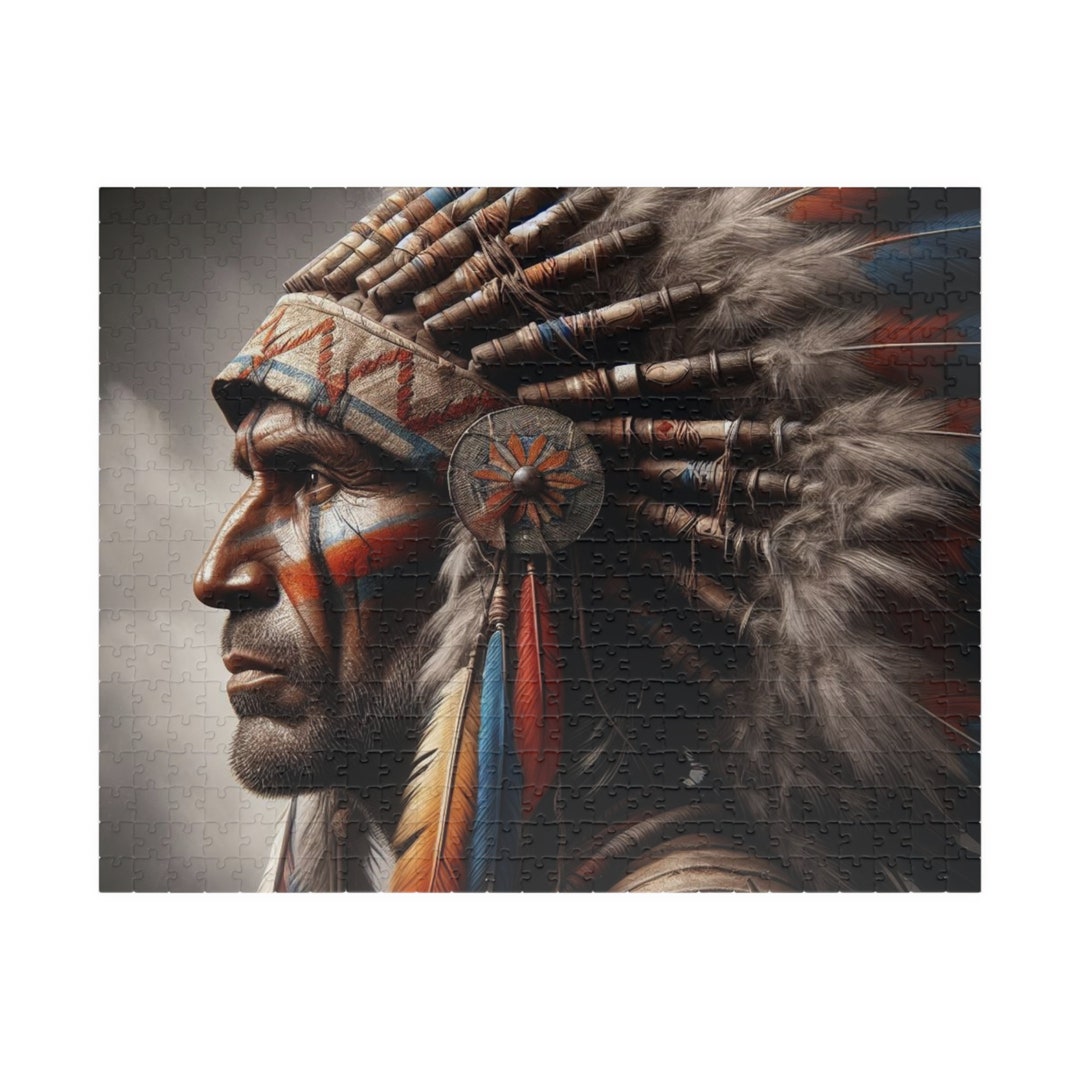North American Warrior Chief Jigsaw Puzzles Adults Kids 1000+ Pieces ...