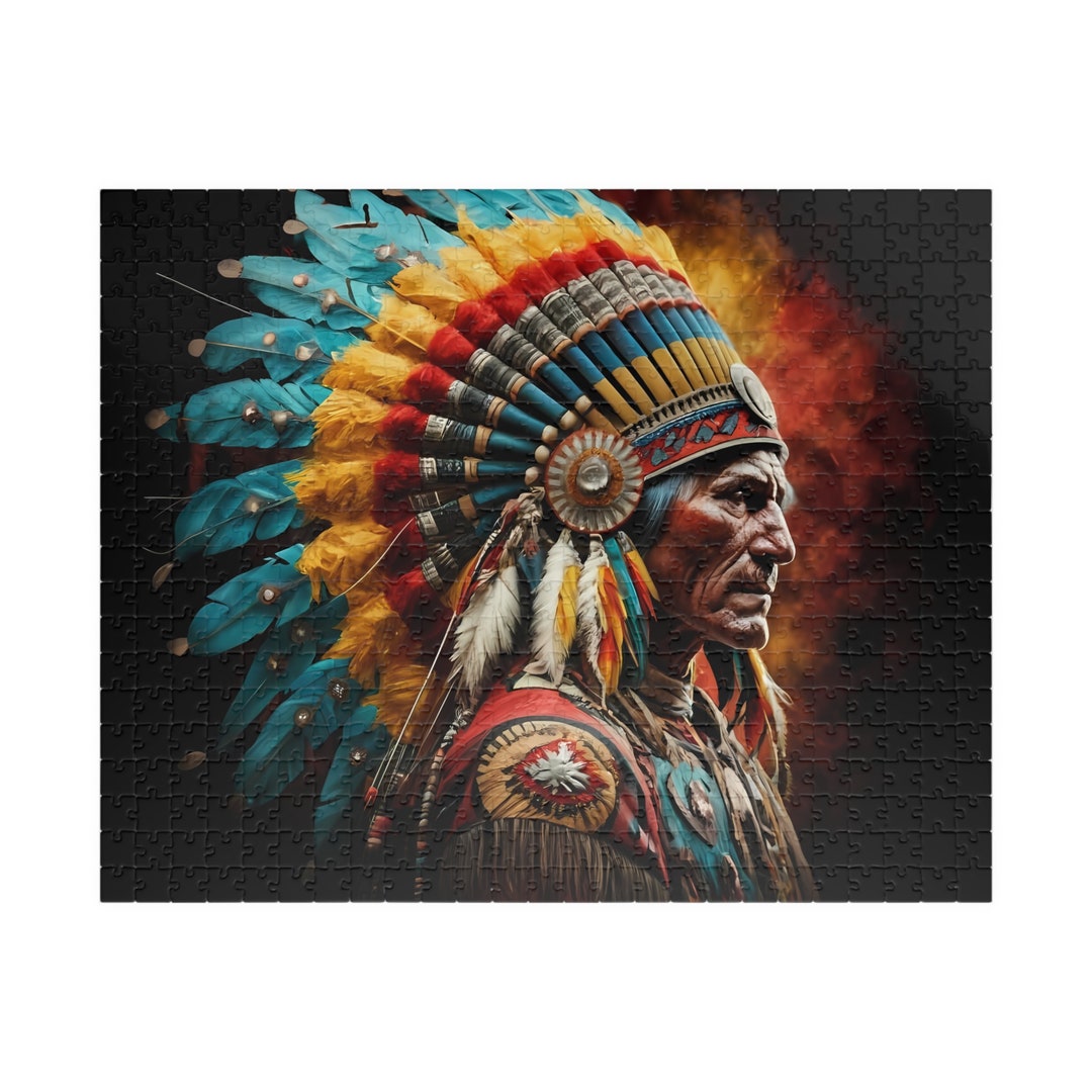Native American Indian Chief Jigsaw Puzzles Adults Kids 1000+ Pieces ...