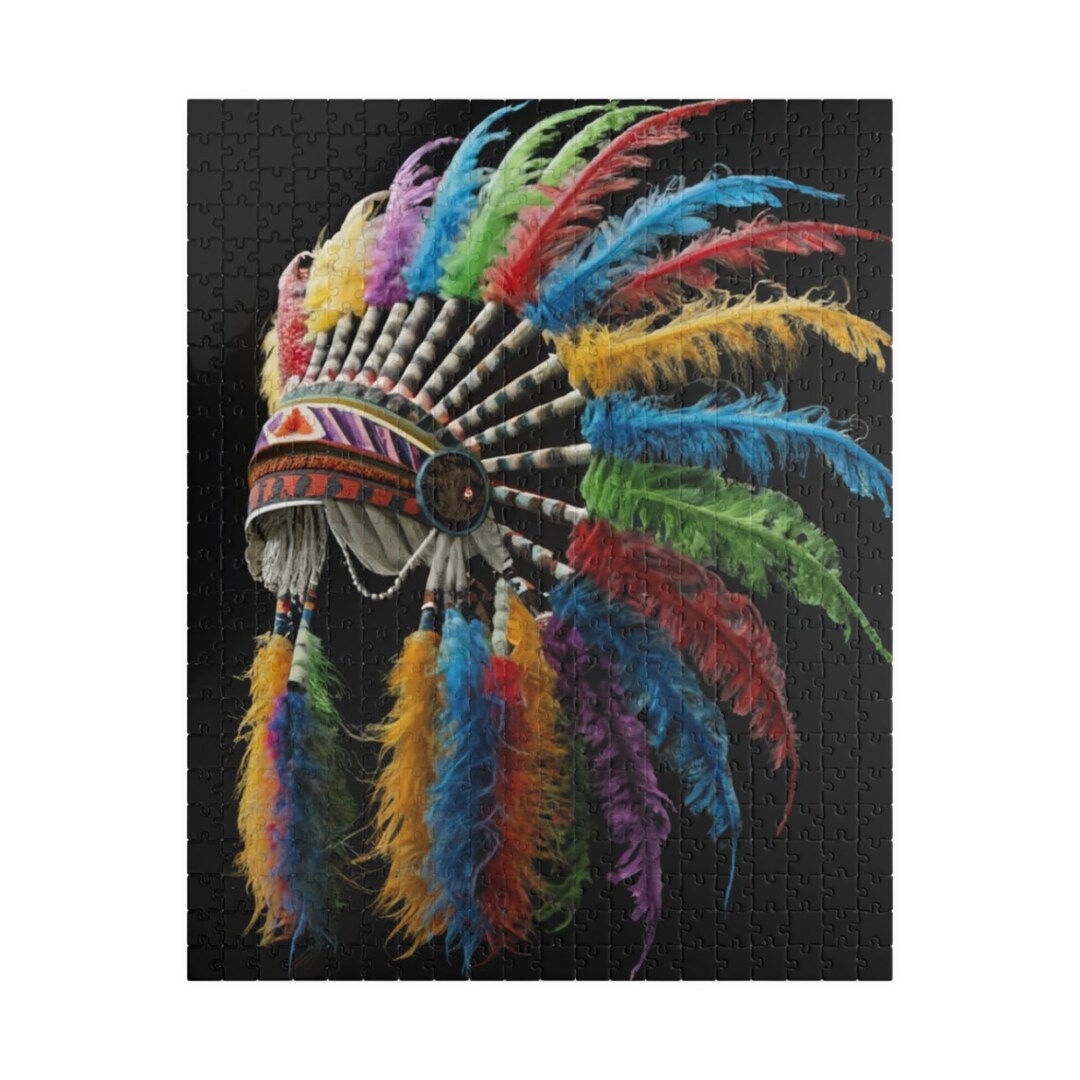 Native American Chief Headpiece Jigsaw Puzzle Adults Kids 500 Piece ...