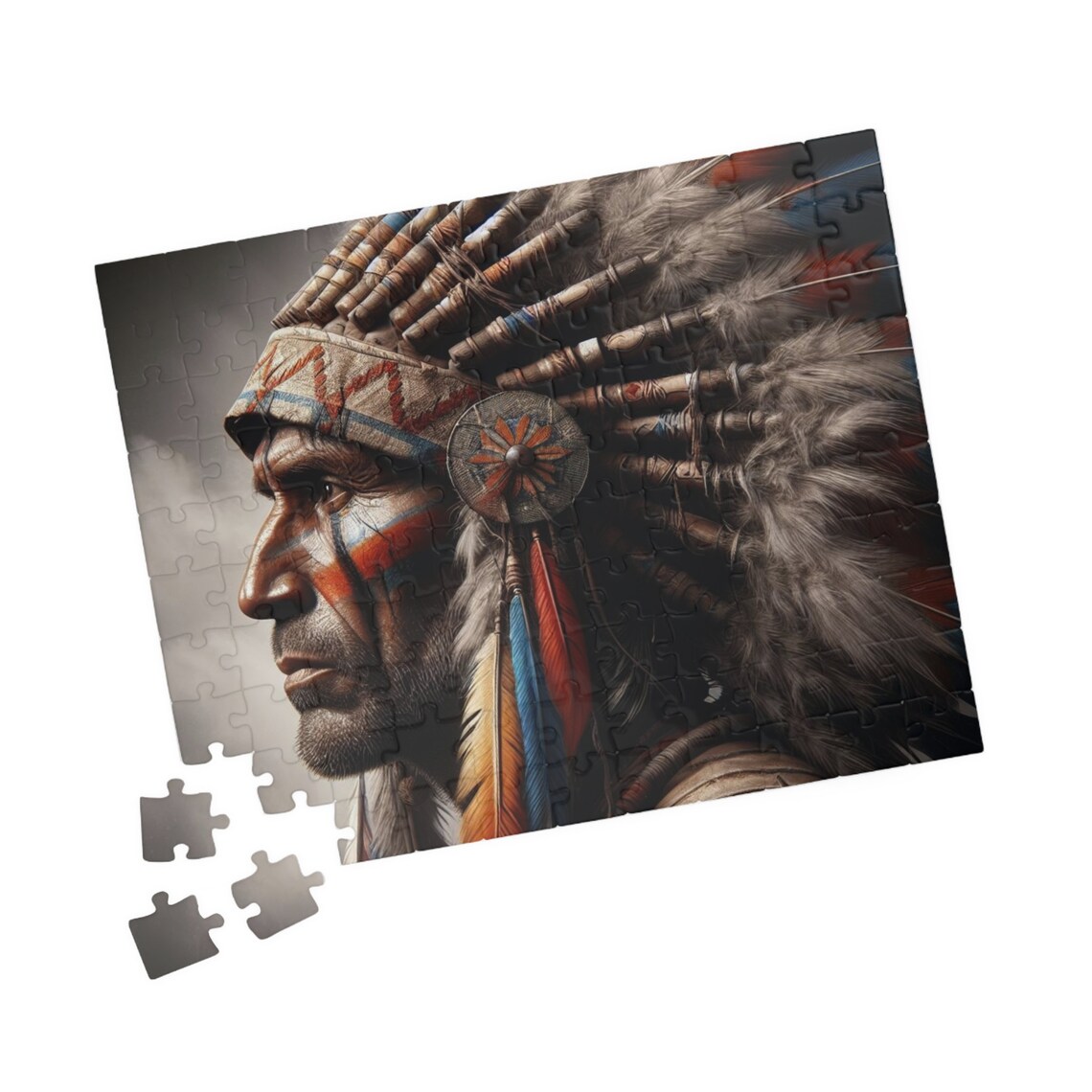 North American Warrior Chief Jigsaw Puzzles Adults Kids 1000+ Pieces ...