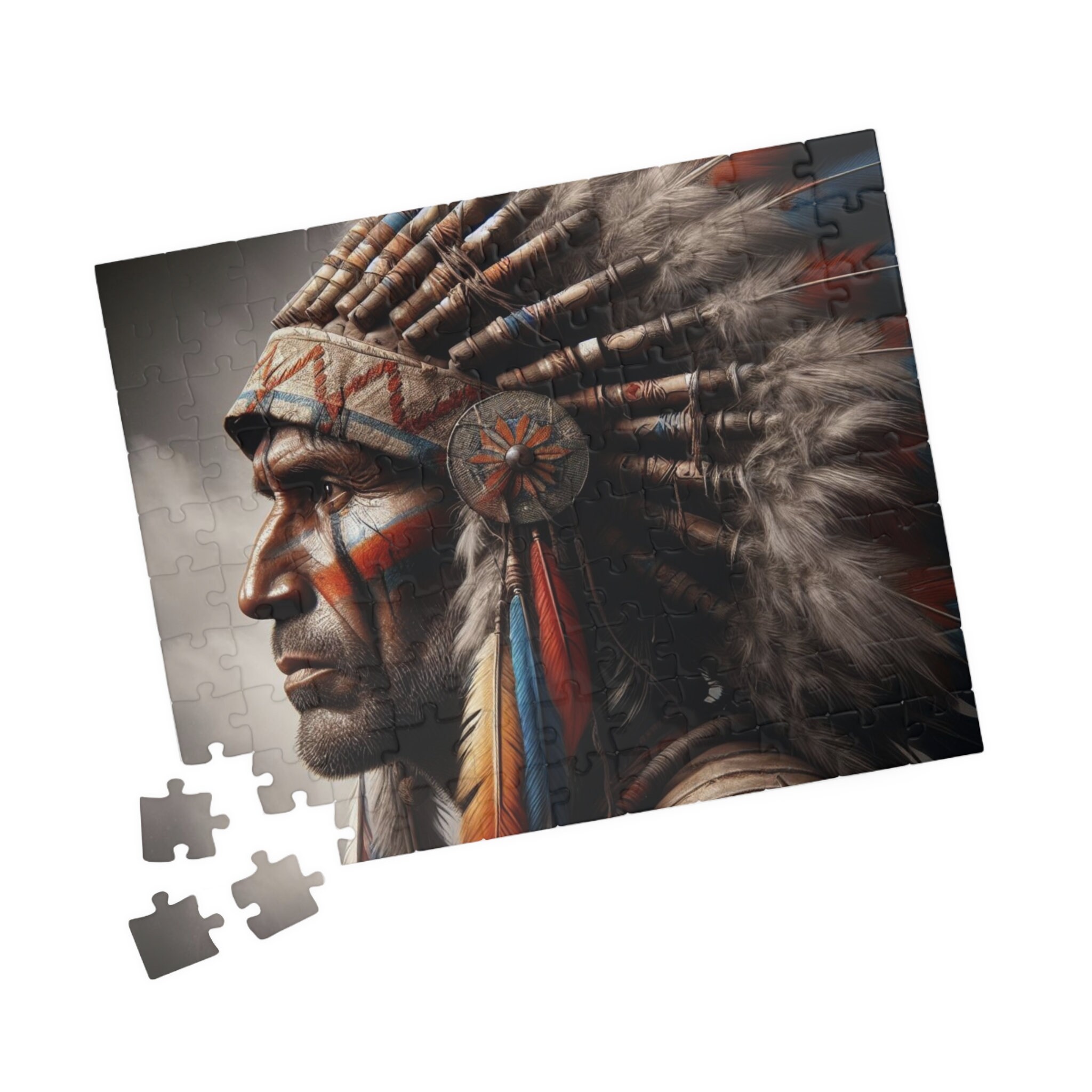 North American Warrior Chief Jigsaw Puzzles Adults Kids 1000+ Pieces ...