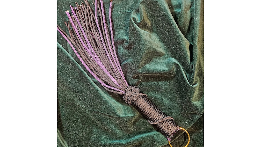 Paracord BDSM Flogger 15 Inches, Black, Purple, and Gold. 33 Falls ...