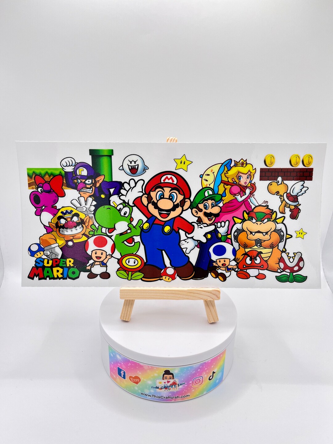 Super Mario - UV Wrap 16oz Glass Can - Etsy