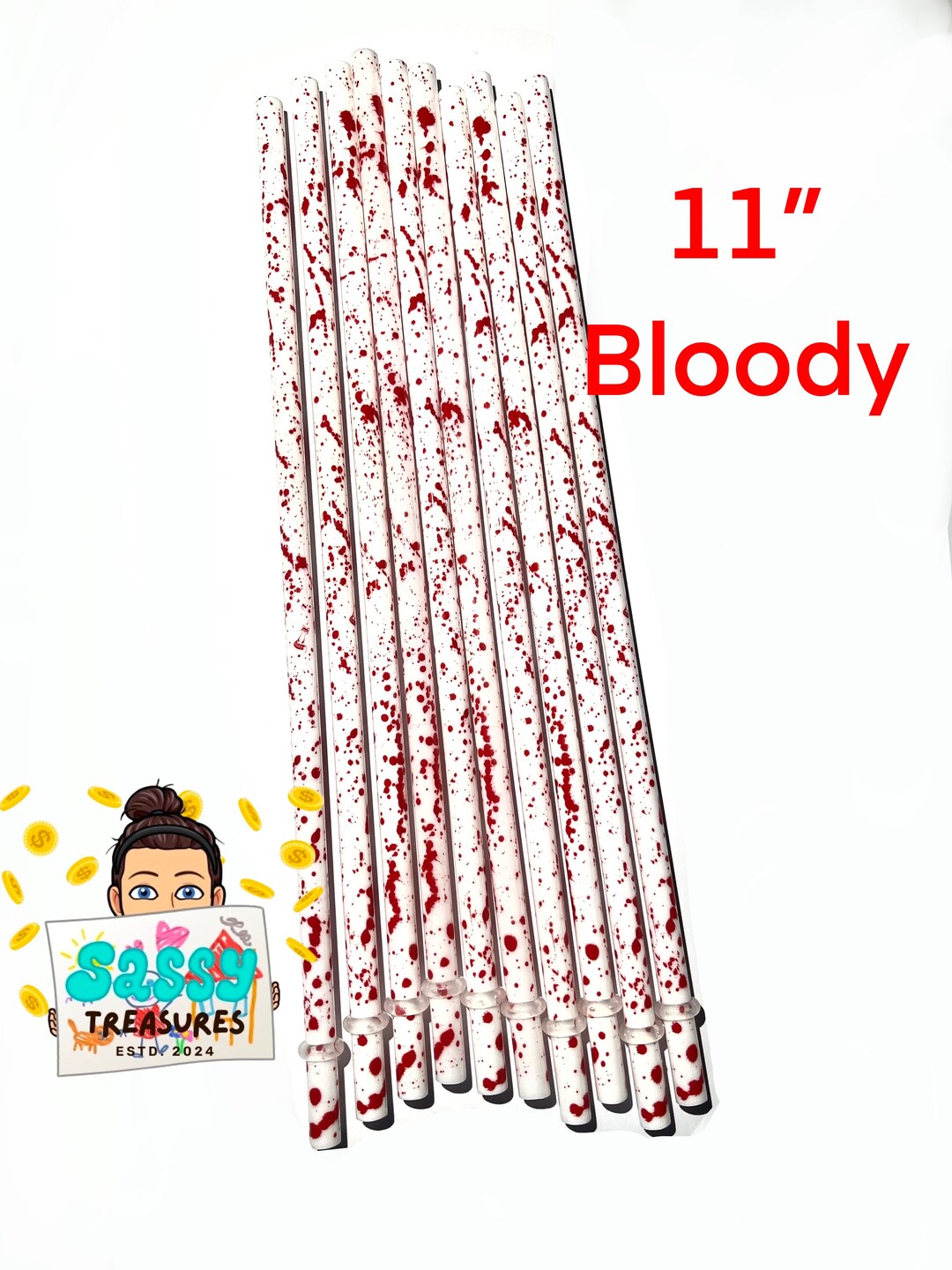 11" Bloody Reusable Plastic Straw - Etsy