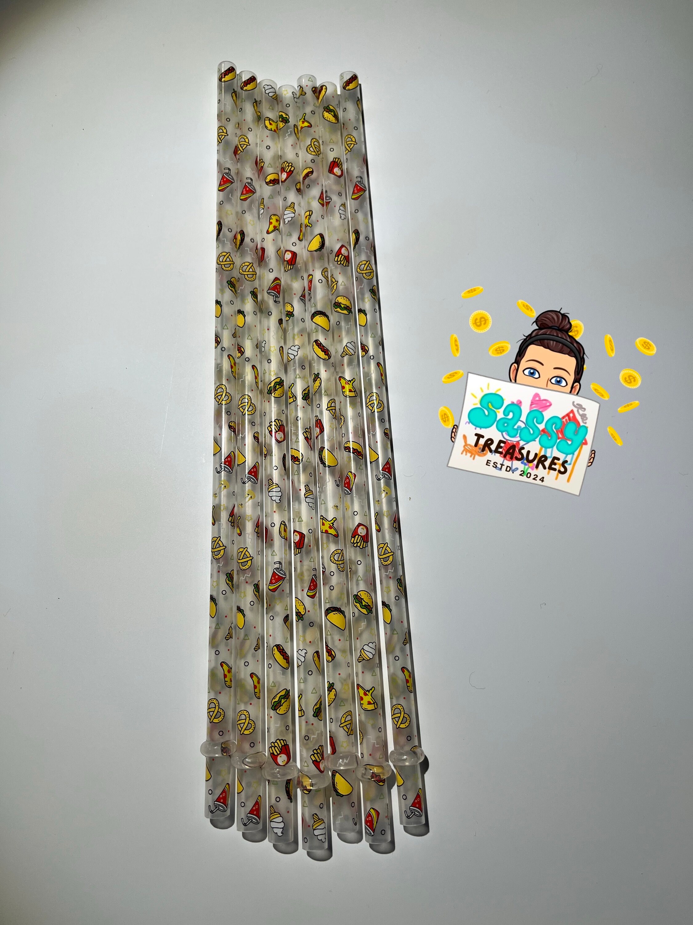 10" Junk Food Reusable Plastic Straw - Etsy