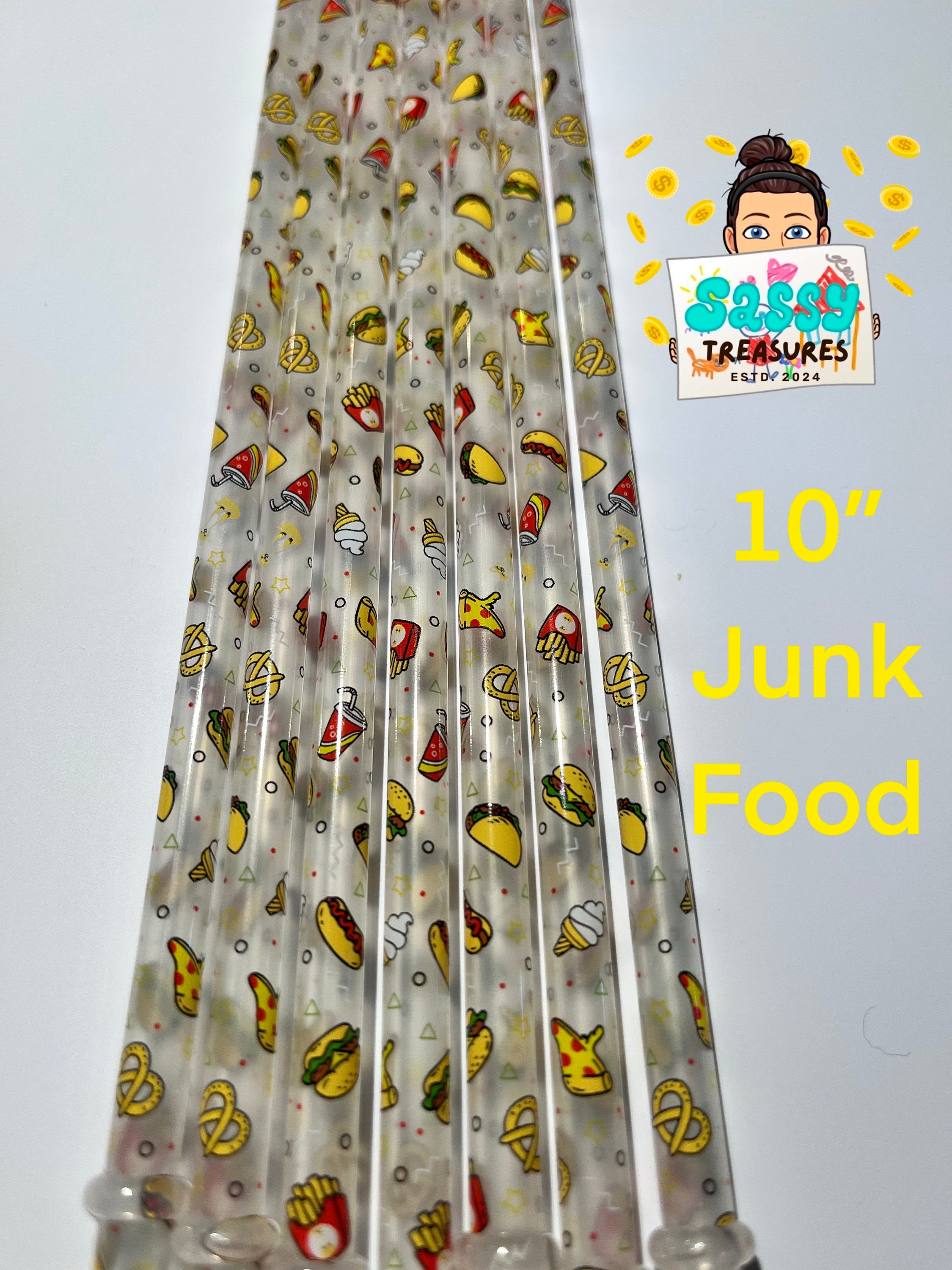 10" Junk Food Reusable Plastic Straw - Etsy