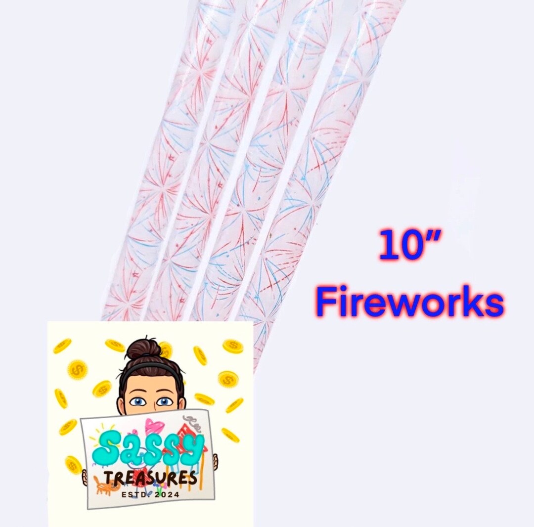 10" Fireworks Reusable Plastic Straw - Etsy