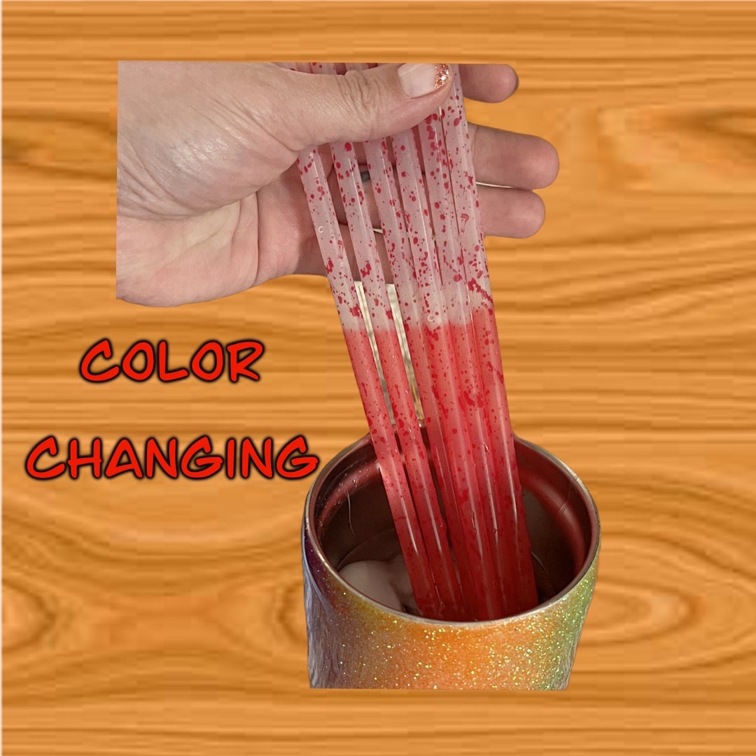 10" Color Changing Bloody Reusable Plastic Straw - Etsy